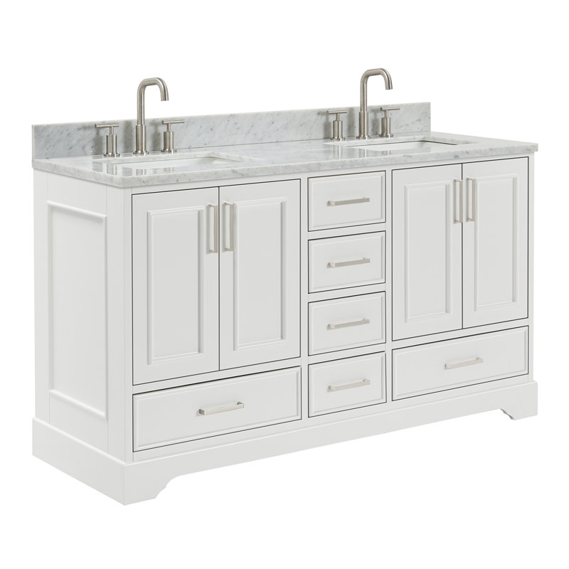 Winston Porter Peighten 61 Double Bathroom Vanity With Carrara Marble